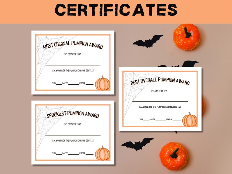 Halloween Pumpkin Carving Contest Ballots and Winners Certificates ...