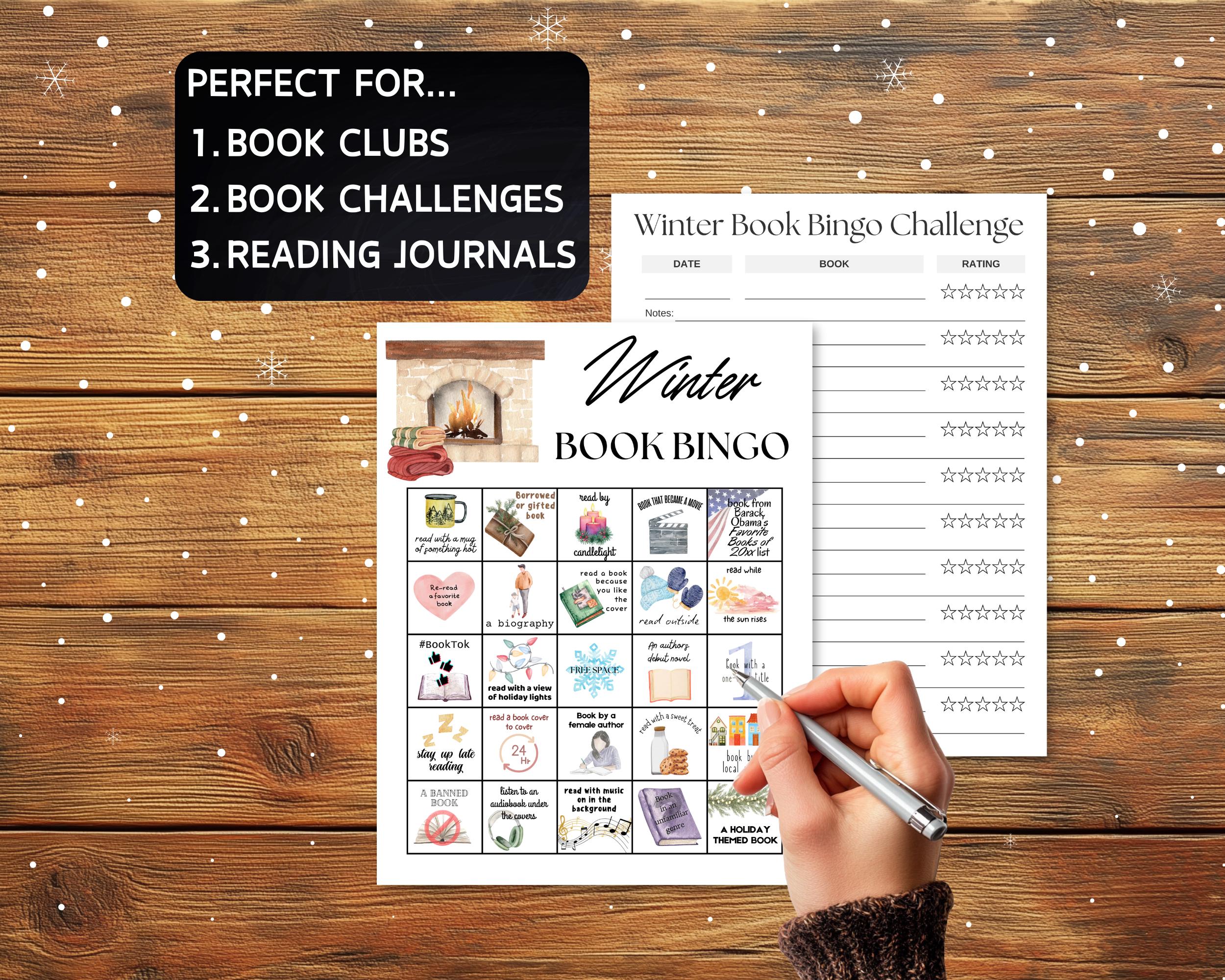 Winter Book Bingo and Reading Tracker, Reading Journal Bingo Challenge ...