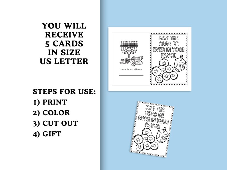 Hanukkah Coloring Cards, Hanukkah Printable Card Bundle, Happy Hanukkah ...