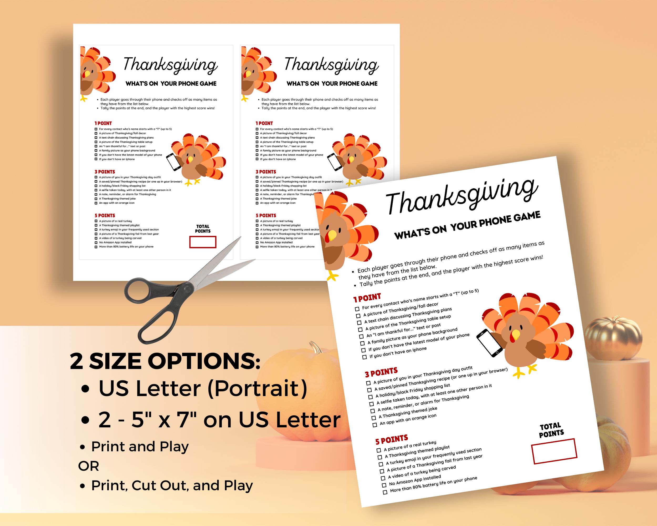 Thanksgiving What's on Your Phone Game, Thanksgiving Games, Printable ...