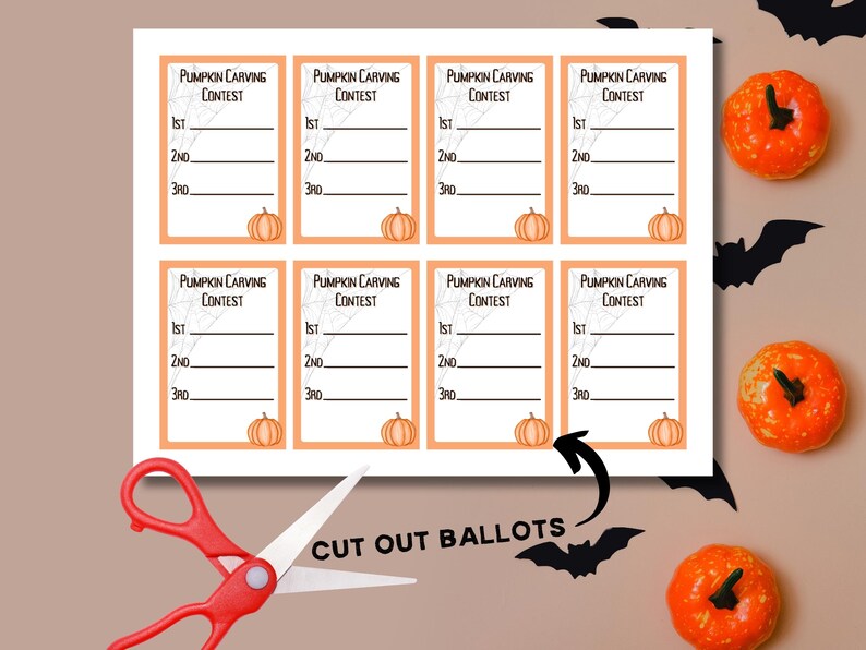 Halloween Pumpkin Carving Contest Ballots and Winners Certificates ...