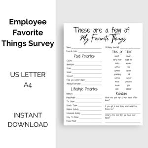 Employee Favorite Things List, Employee Favorites, Team Building ...