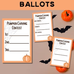 Halloween Pumpkin Carving Contest Ballots and Winners Certificates ...