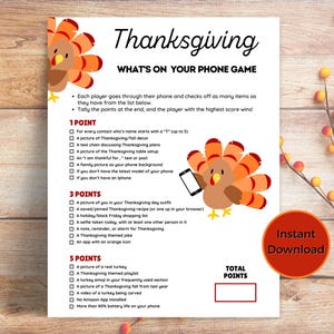 Thanksgiving What's on Your Phone Game, Thanksgiving Games, Printable ...
