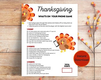 Thanksgiving What's in Your Phone Game - Friendsgiving Game - Printable ...