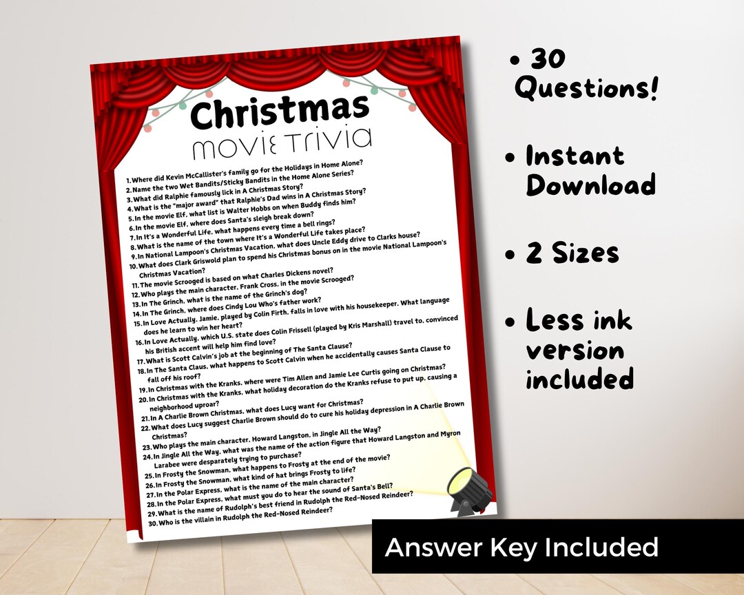 Christmas Movie Trivia, Christmas Party Game, Christmas Work Games ...