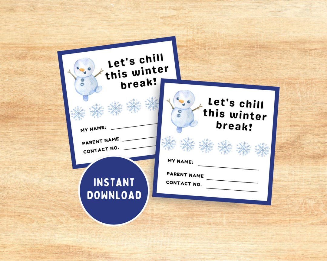 Winter Break Playdate Cards for Kids, Kids Business Cards, Keep in ...