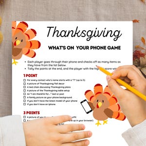 Thanksgiving What's on Your Phone Game, Thanksgiving Games, Printable ...