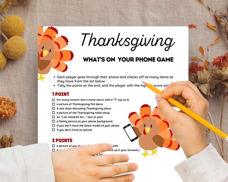 Thanksgiving What's on Your Phone Game, Thanksgiving Games, Printable ...