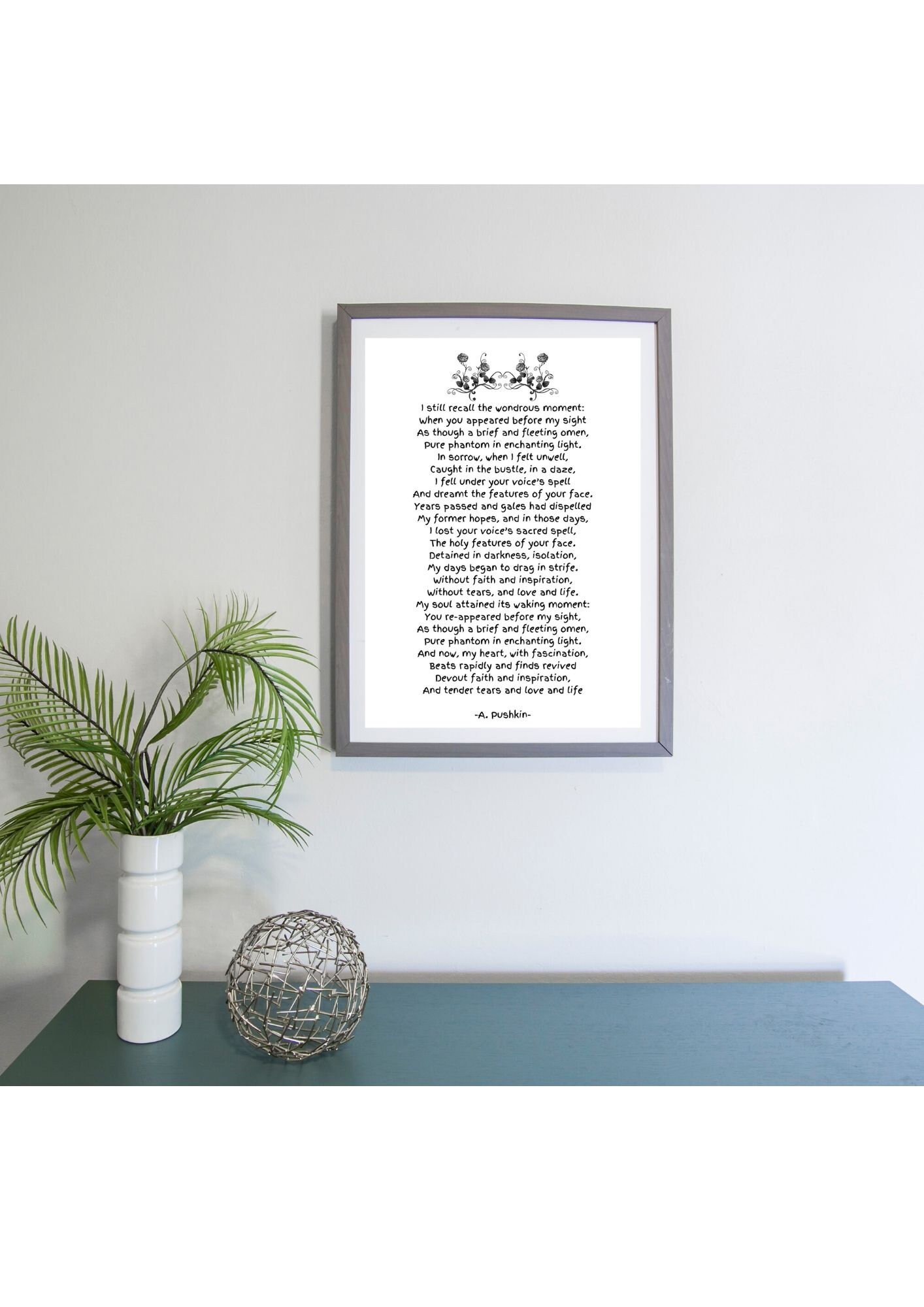 PUSHKIN POEM Printable Quote Flowers Wall Art Minimalist Digital Print ...