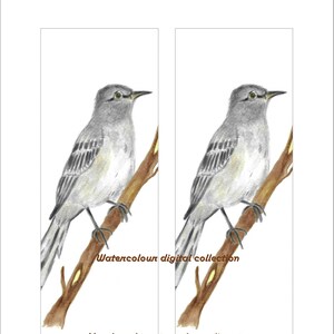 BIRD. MOCKINGBIRD BOOKMARK. Digital, Printable, Collage Sheet, Gift Tag ...