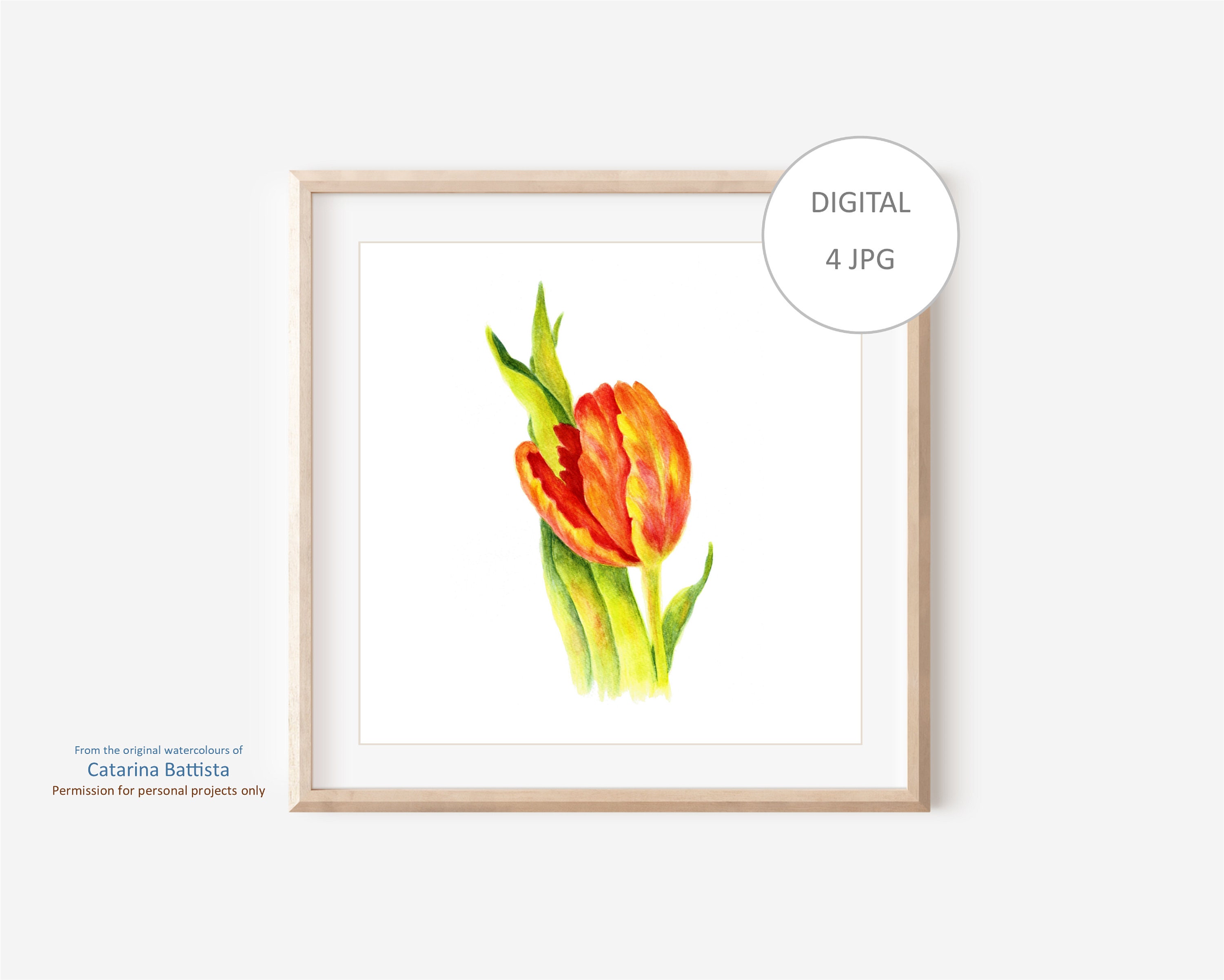 Flower Painting, Tulip Printable Wall Art, Tulip Watercolor Print ...