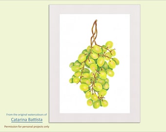 Grapes Print | Watercolor | Digital Download | Original Art | Fruit ...