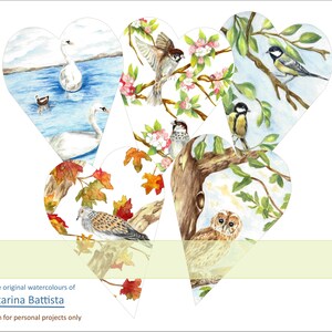 Birds HEART GIFT TAGS. Printable Download Valentine Images. Digital ...