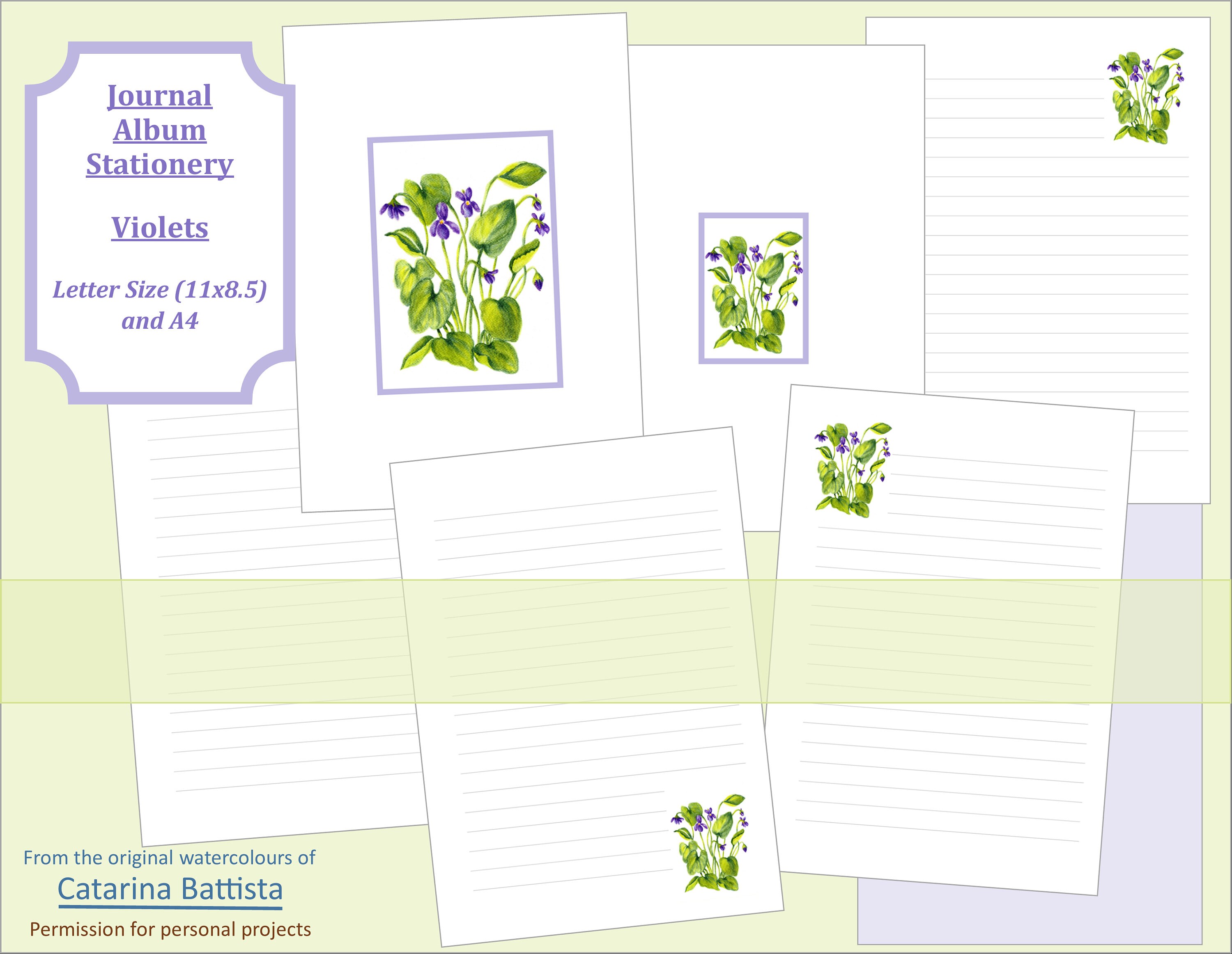 Violets Writing Paper. Stationery Set. Journal. Album. Floral Digital ...