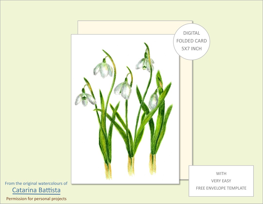 SNOWDROP. Floral Watercolor Greeting Card, Printable, Digital, Flower ...