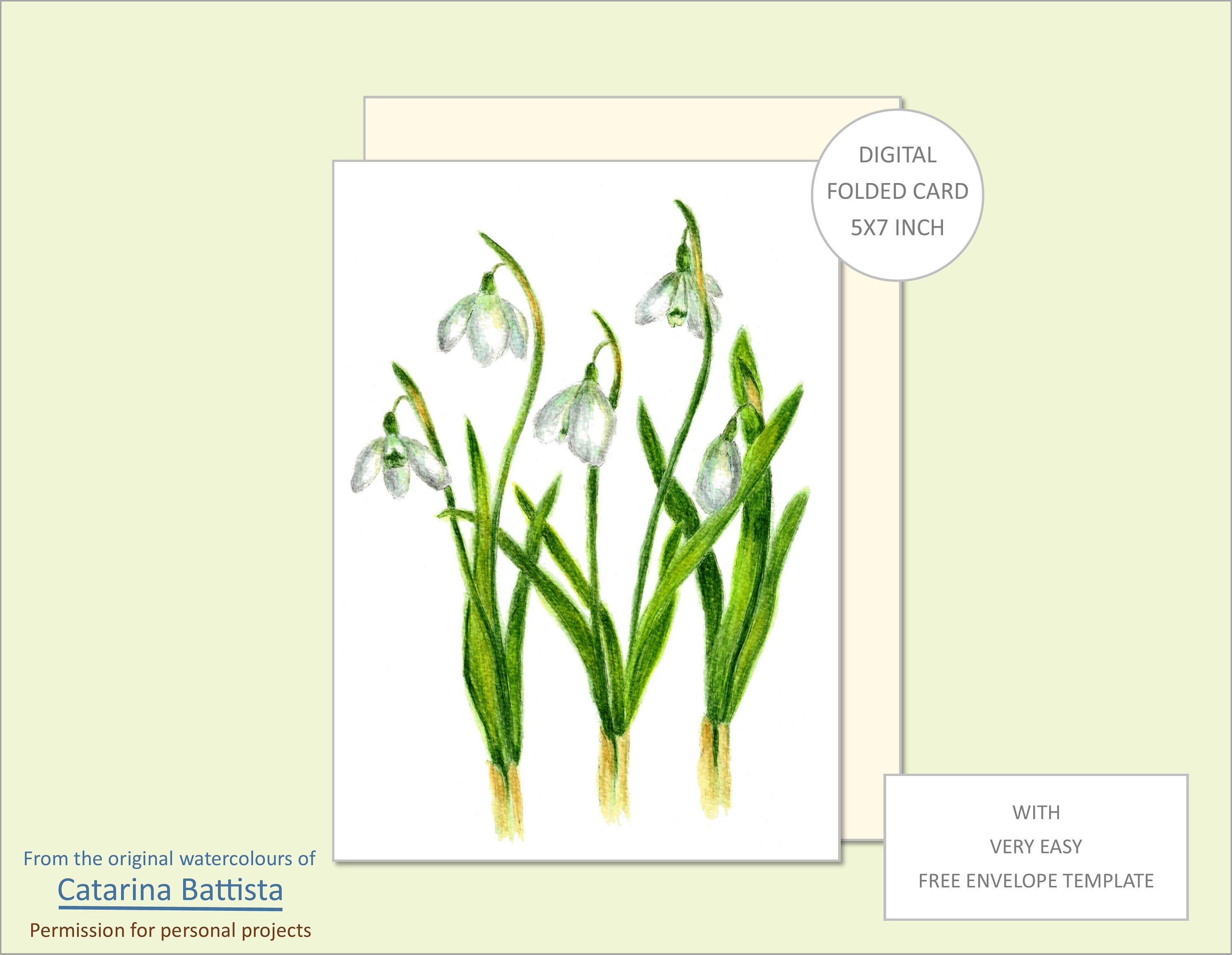SNOWDROP. Floral Watercolor Greeting Card, Printable, Digital, Flower ...