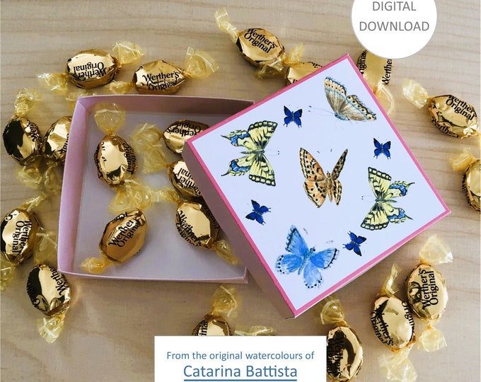 Printable ENCHANTED BUTTERFLIES Gift Box Layout, Instant Digital ...