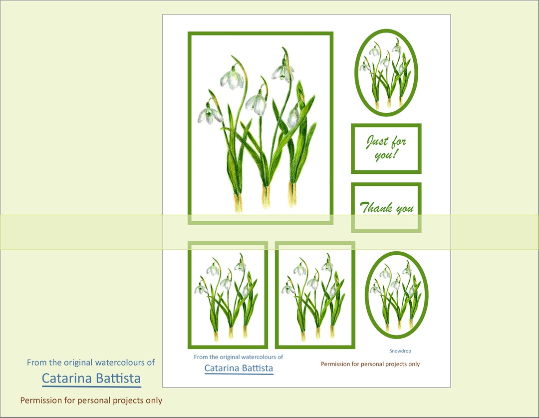 Snowdrop Watercolor Card: Floral Printable for Gift Tags, Junk Journal ...