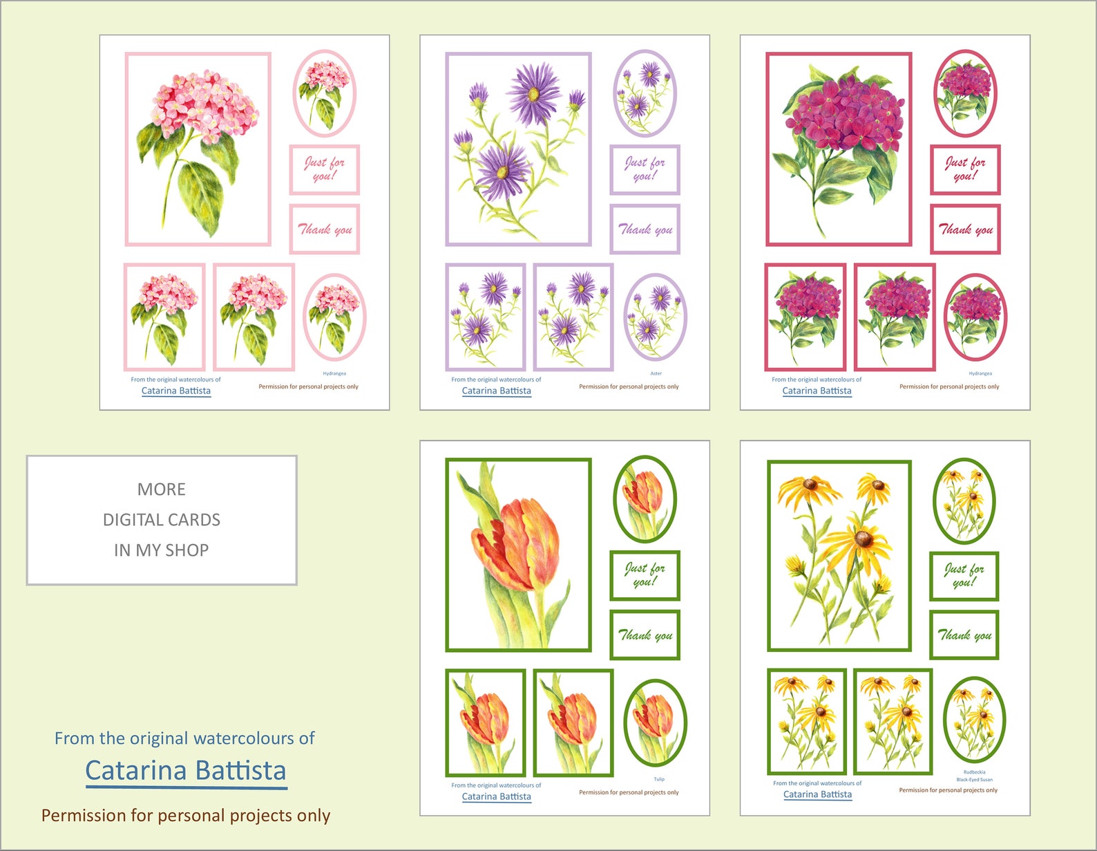 TULIP Digital Card. Printable Download. Botanical, Gift Tag, ATC ...