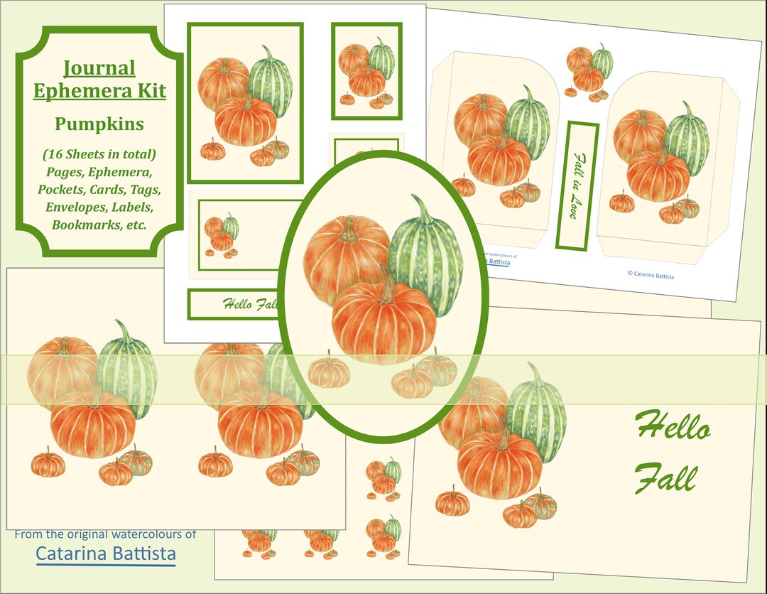 Autumn Pumpkins Ephemera Pack, Autumn Journal Kit, Fall Junk Journal ...