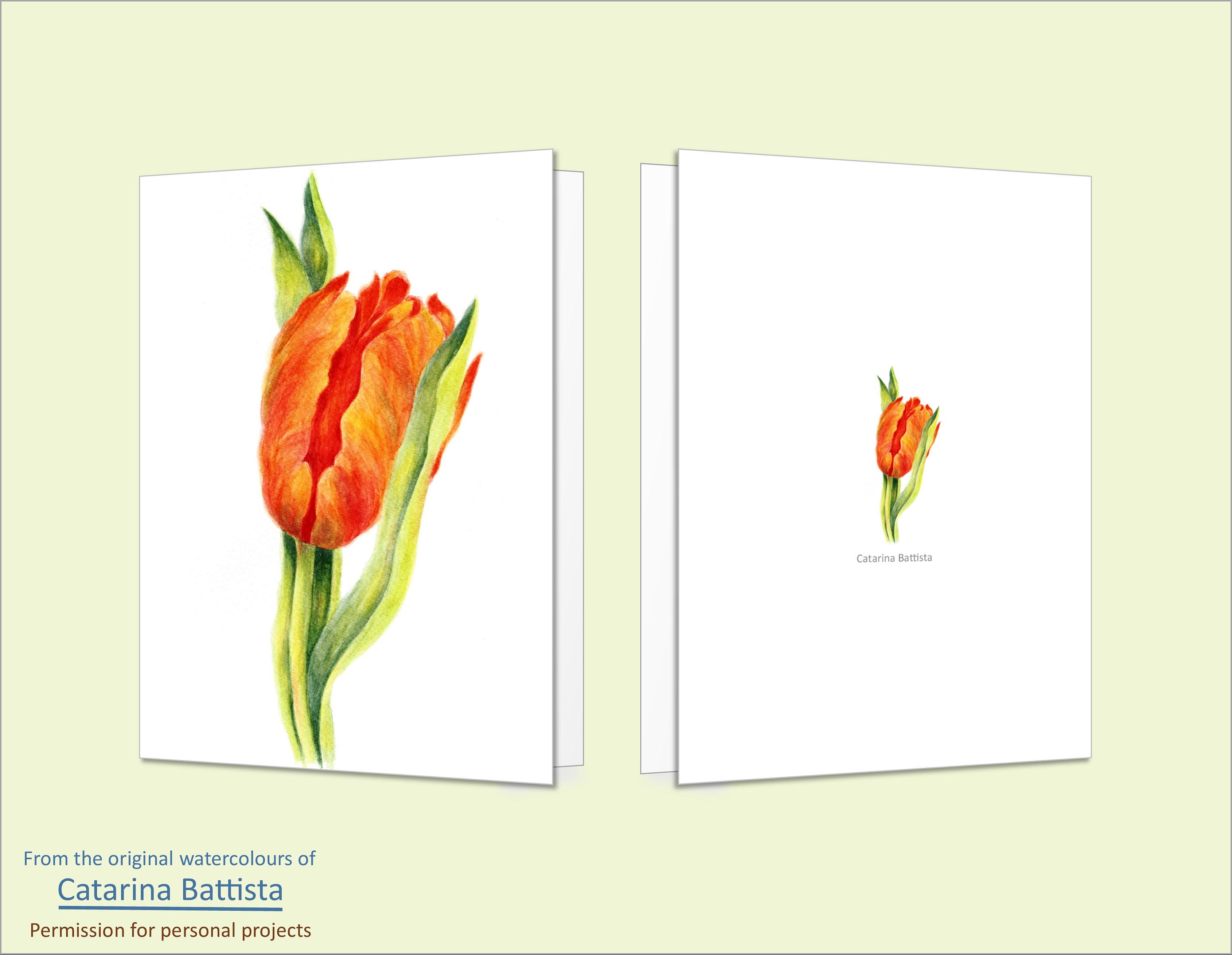 Floral Greeting Card, TULIP, Printable, Watercolor, Digital, Flower ...