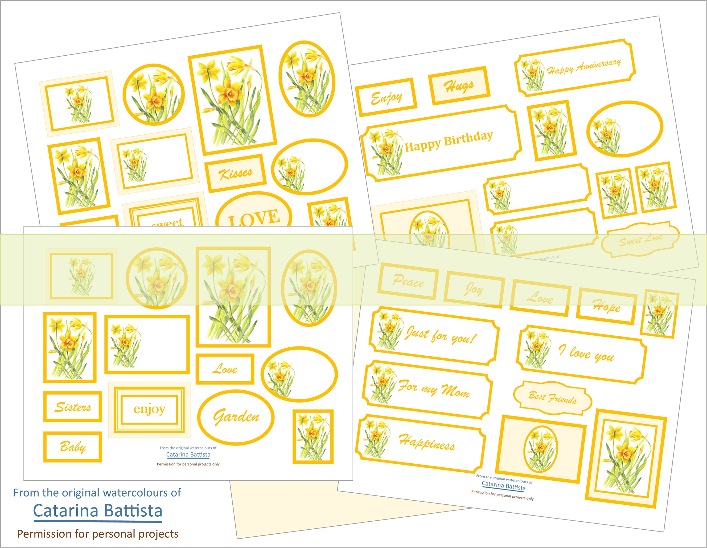 Junk Journal. Labels, Mini Cards, Tags, Stickers, Words, Embellishment ...