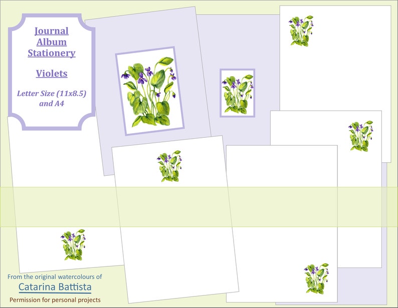 Violets Writing Paper. Stationery Set. Journal. Album. Floral Digital ...