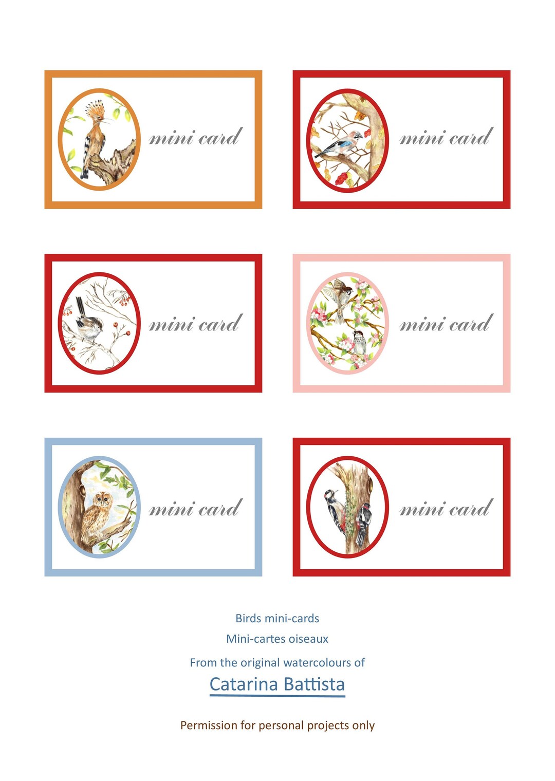 Printable Gift Tags. Mini-cards. BIRDS. Digital Collage Sheet ...