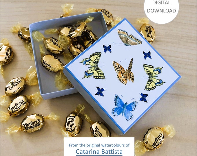 Printable ENCHANTED BUTTERFLIES Gift Box Layout, Instant Digital ...