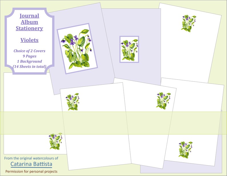 Violets Writing Paper. Stationery Set. Journal. Album. Floral Digital ...