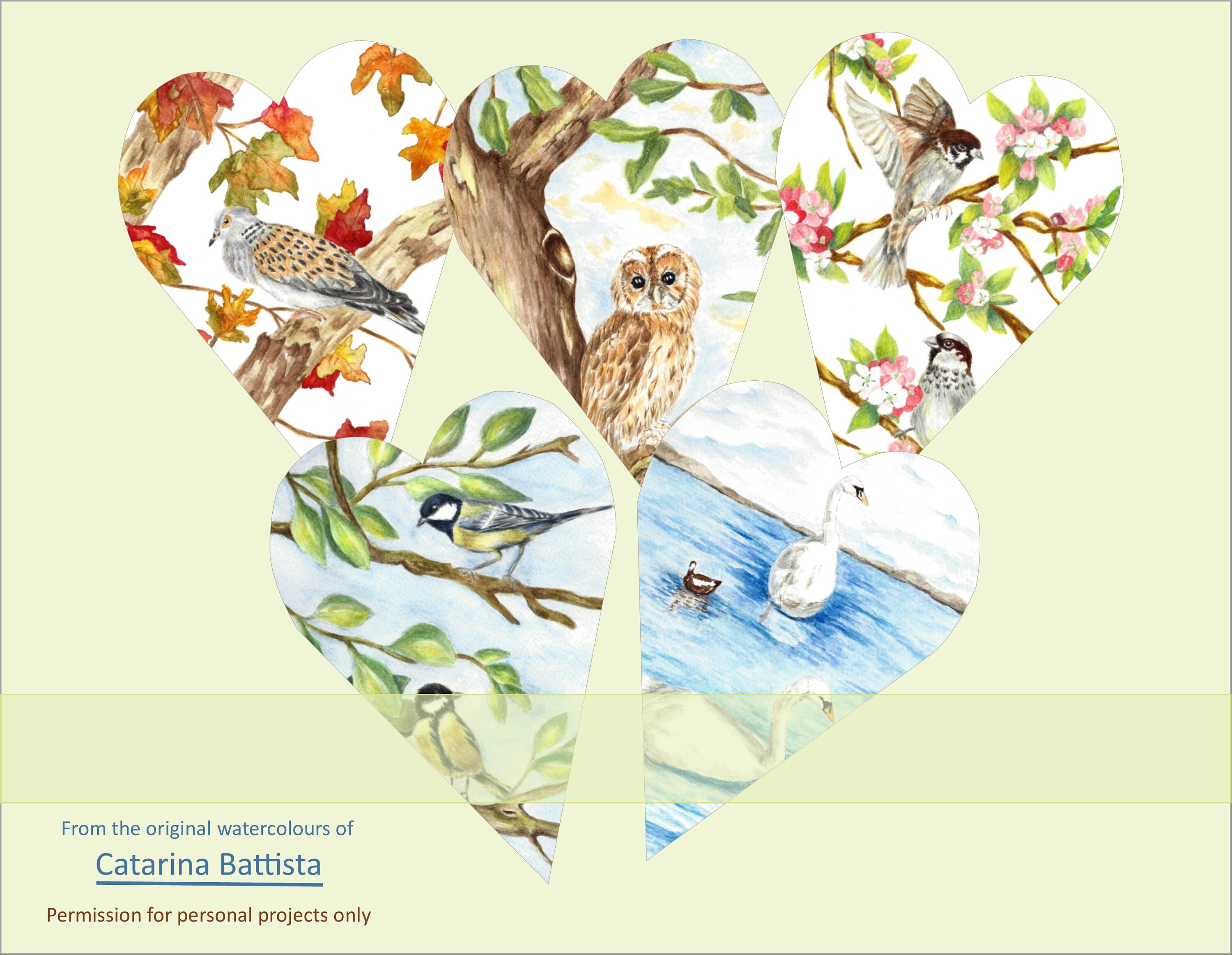 Birds HEART GIFT TAGS. Printable Download Valentine Images. Digital ...