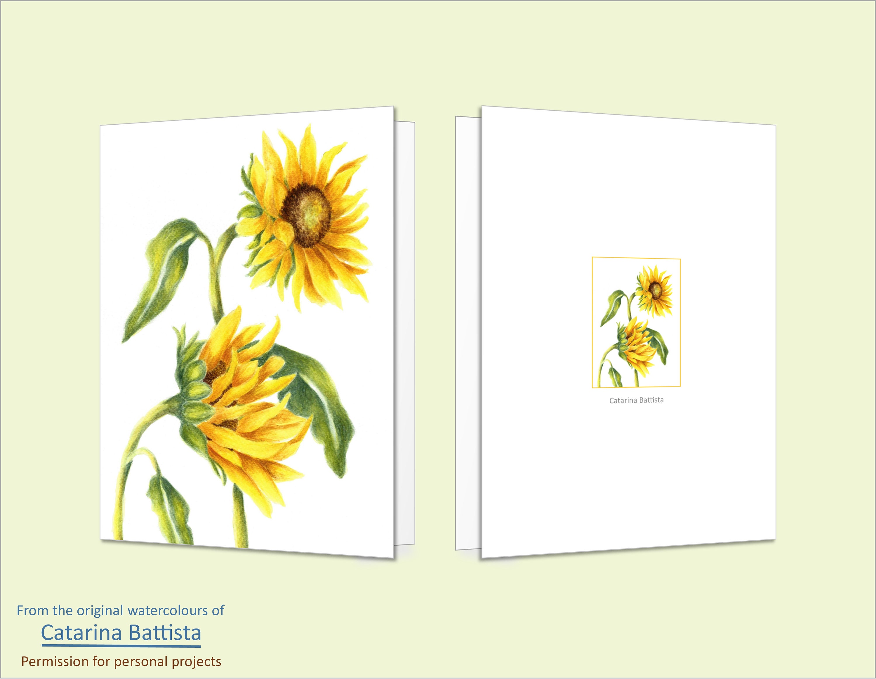 Floral Greeting Card, SUNFLOWER, Printable, Watercolor, Digital, Flower ...