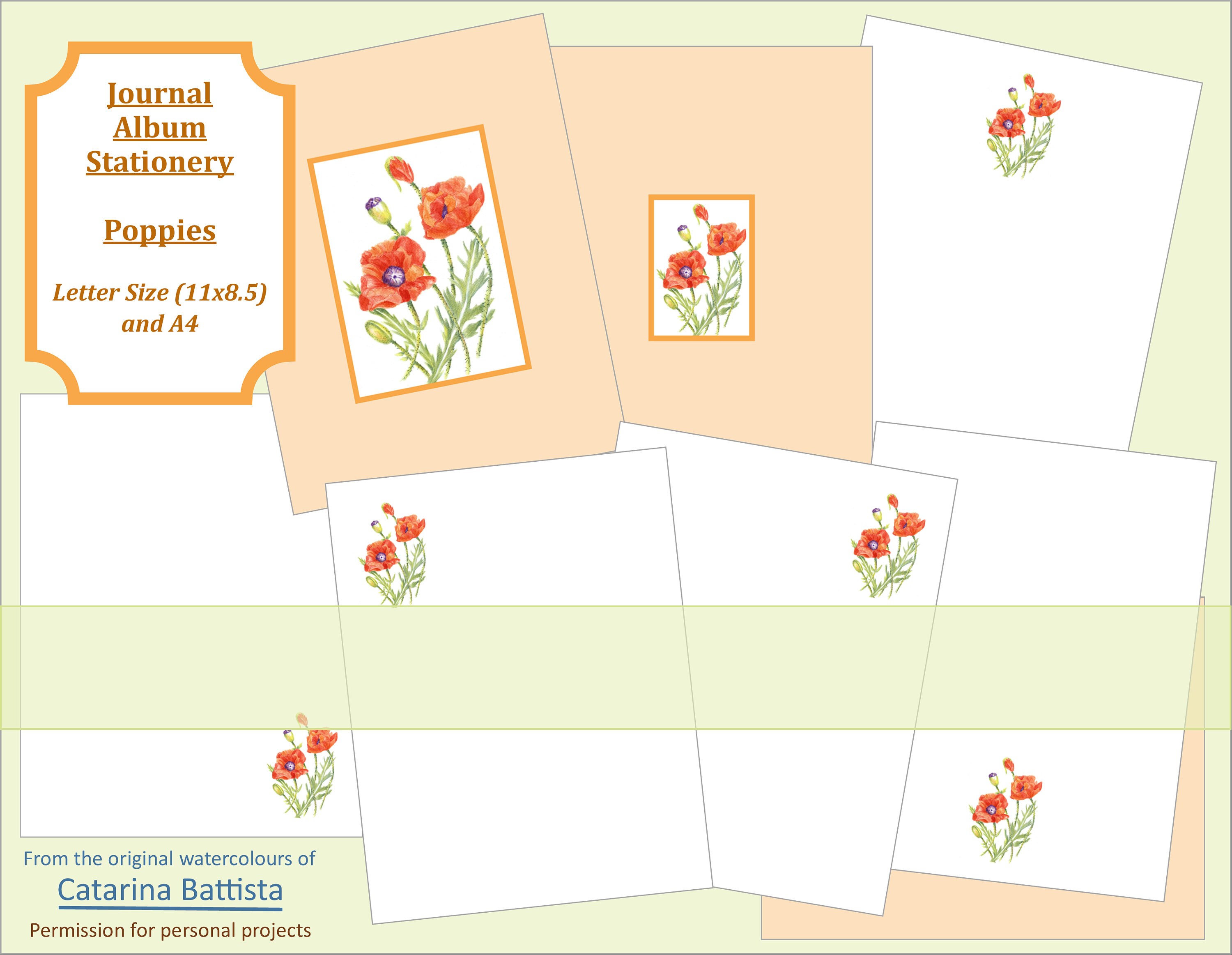 Poppies Writing Paper. Stationery Set. Journal. Album. Floral Digital ...