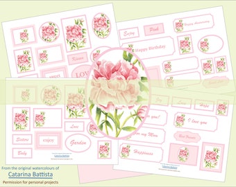 Junk Journal. Labels Mini Cards Tags Stickers Words | Etsy