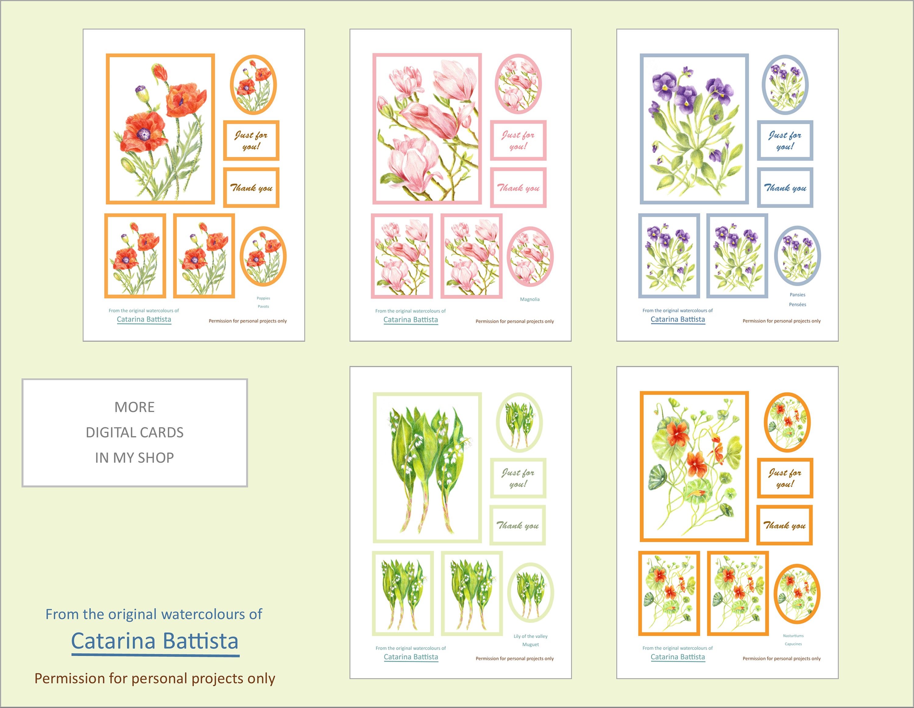 ROSE Digital Card. Printable, Botanical, Gift Tag, ATC, Postcard ...