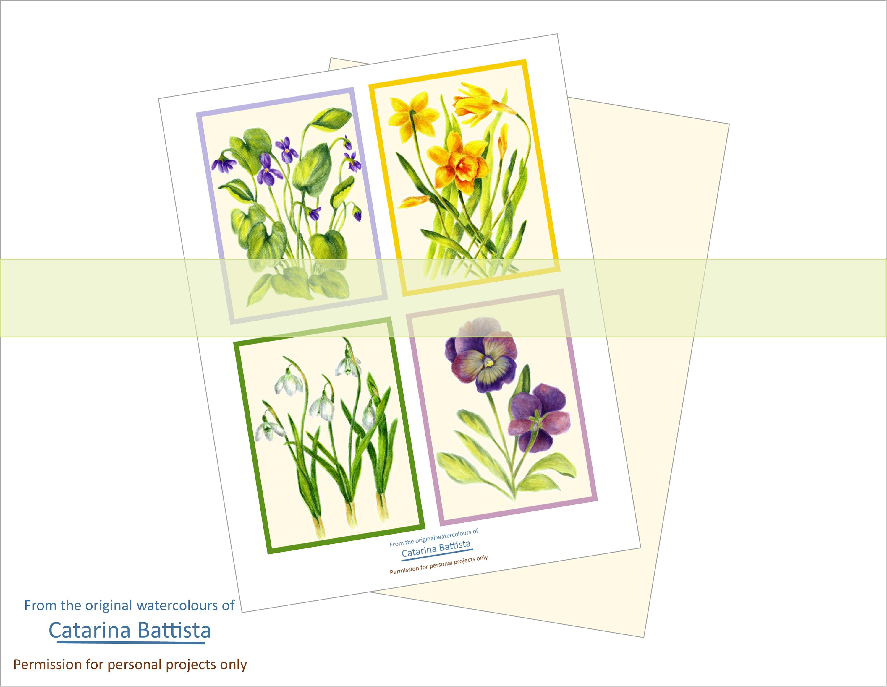 Spring Flowers Postcards: Printable Botanical Gift Tags, Digital ...