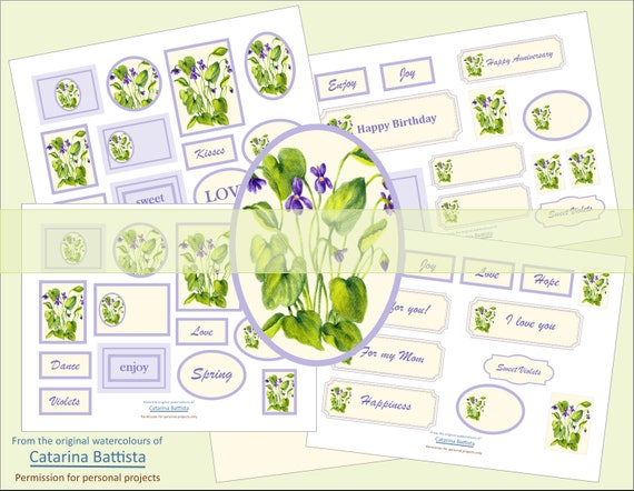 Junk Journal. Labels Mini Cards Tags Stickers Words - Etsy