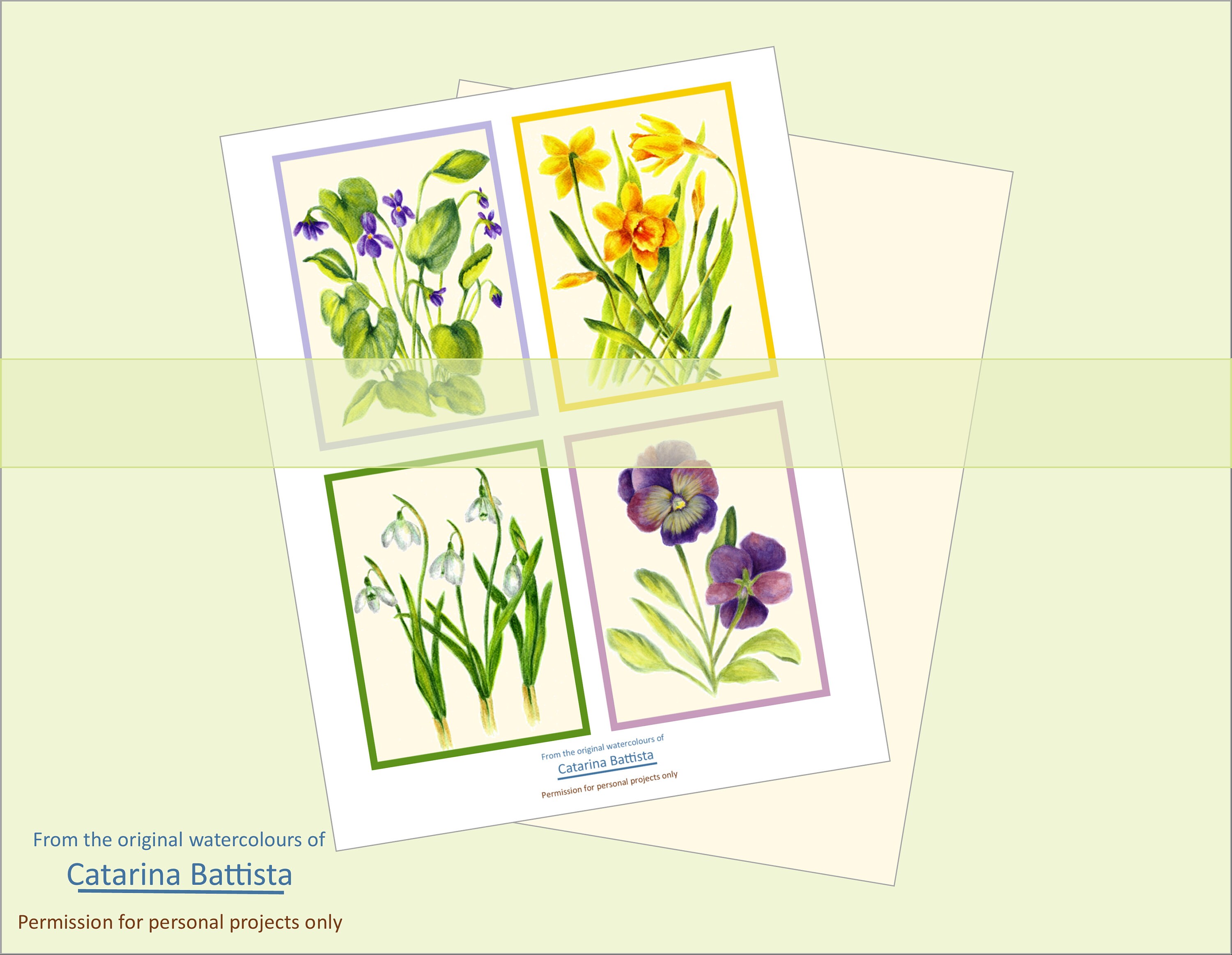 SPRING FLOWERS POSTCARDS. Printable Download. Botanical Tag, Digital ...