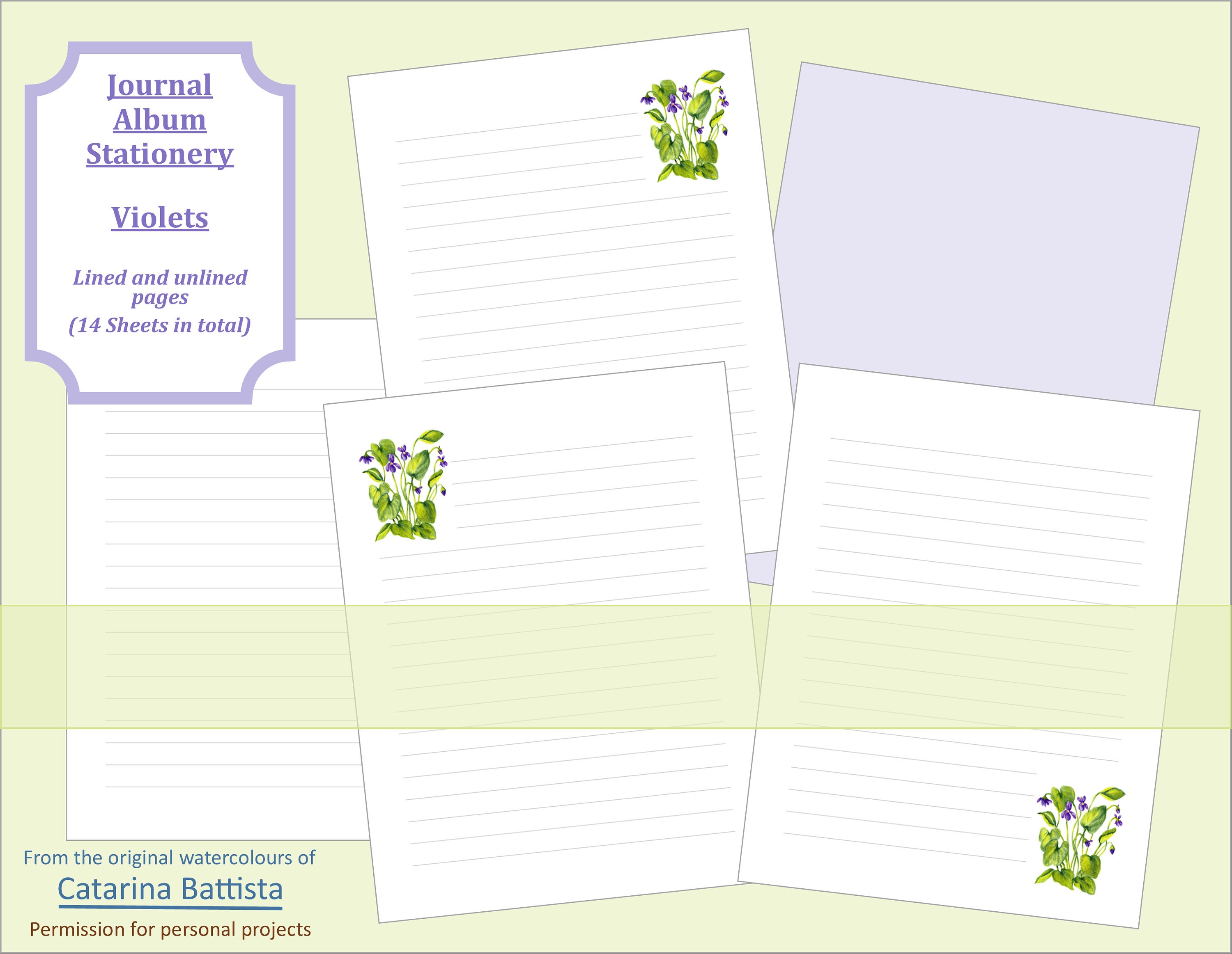 Violets Writing Paper. Stationery Set. Journal. Album. Floral Digital ...