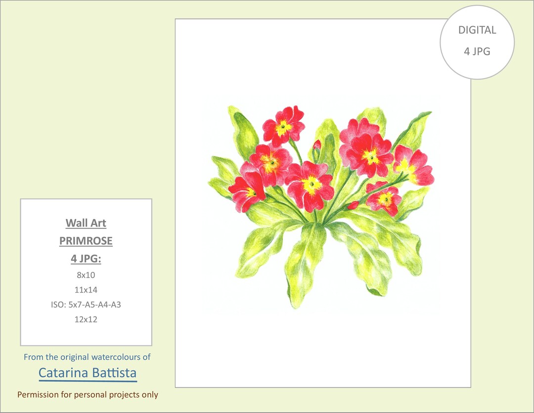 Flower Printable Wall Art Watercolor Primrose Print - Etsy