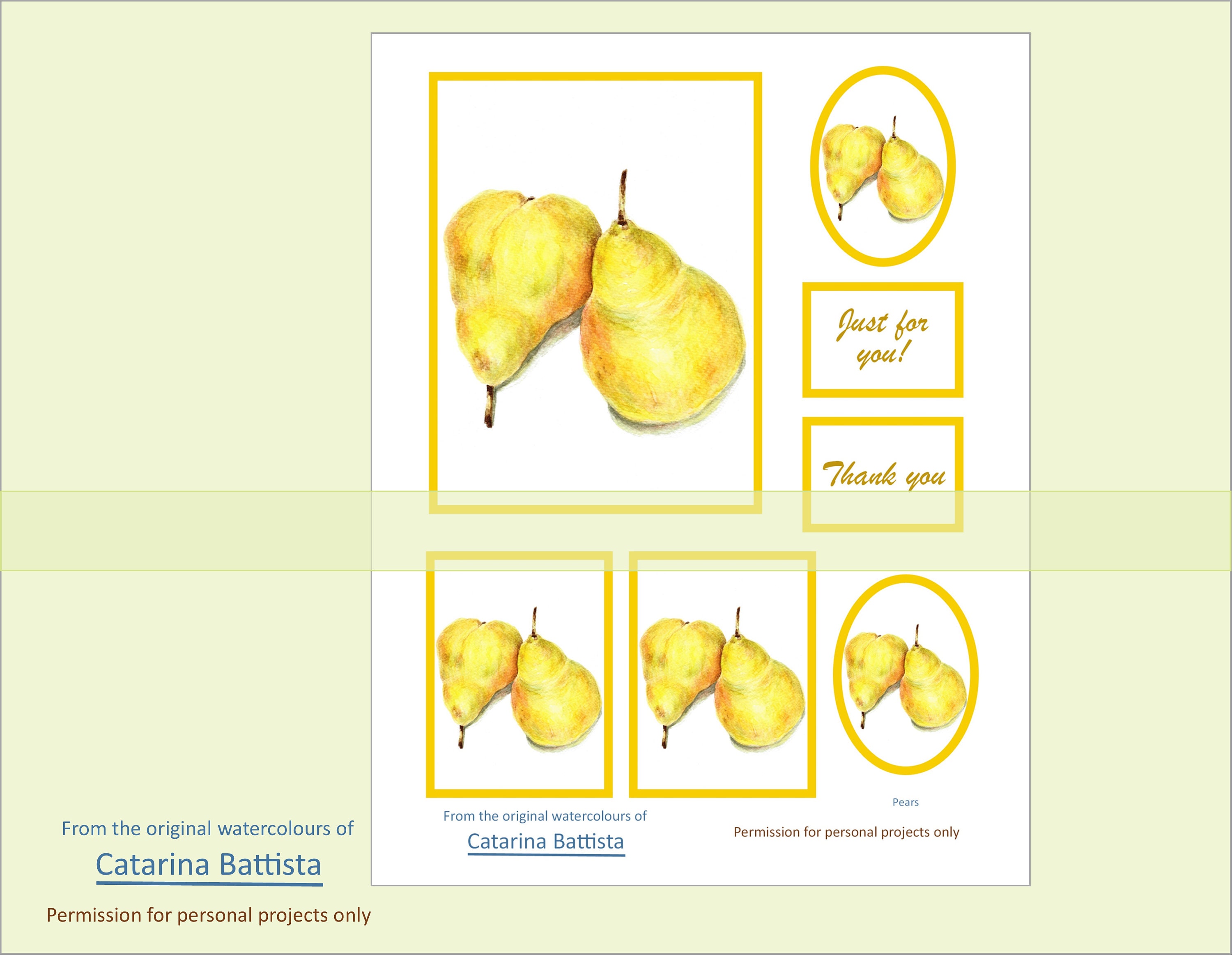 Botanical Pears Digital Card: Printable Gift Tag, Collage (PDF) - Etsy