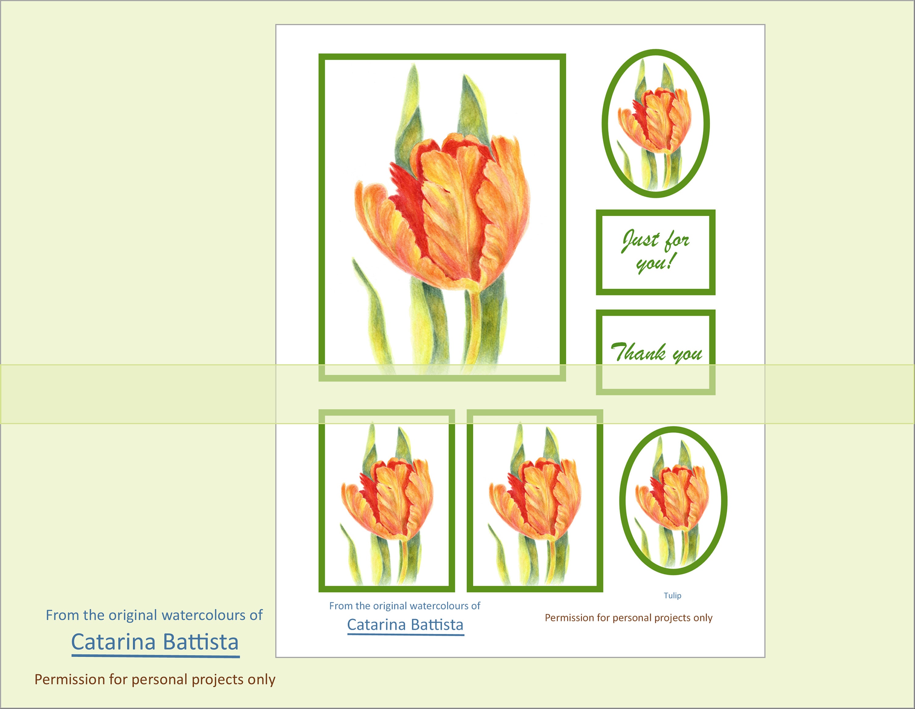 TULIP Digital Card. Printable Download. Botanical, Gift Tag, ATC ...