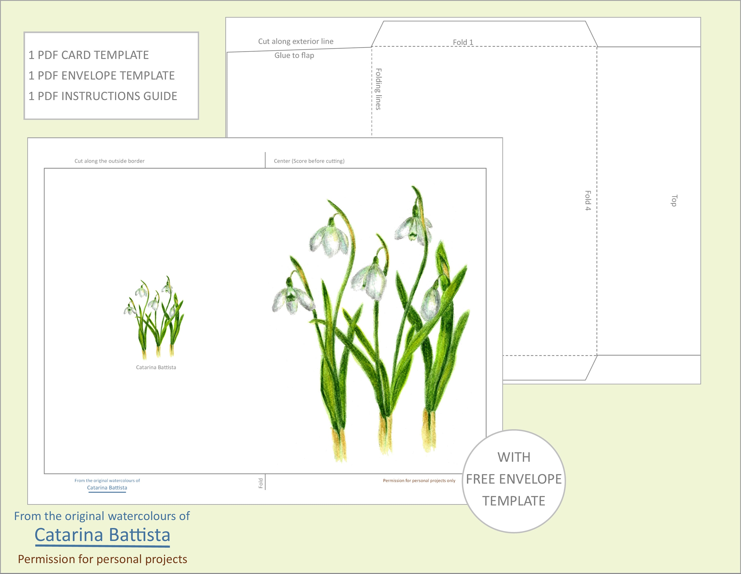 SNOWDROP. Floral Watercolor Greeting Card, Printable, Digital, Flower ...