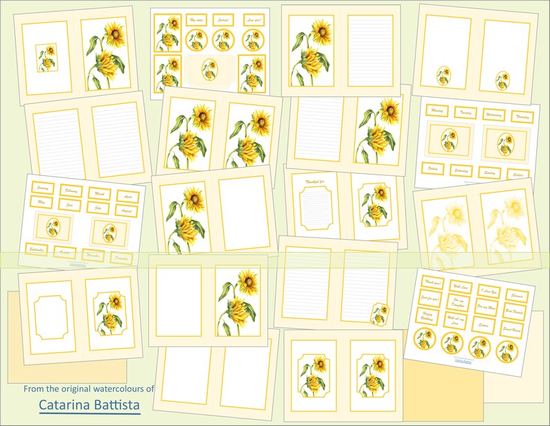 Junk Journal. SUNFLOWER JOURNAL KIT. Digital Journal. Printable Craft ...