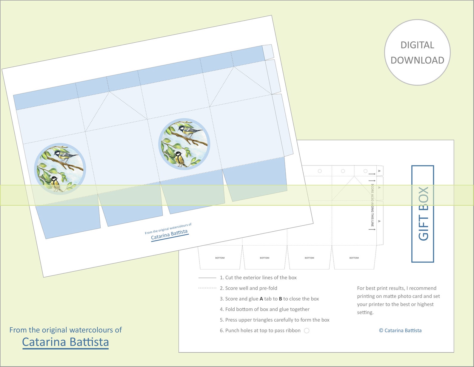 Favor Box. Printable Milk Box. Candy Box. Bird Mini Milk Carton Gift ...
