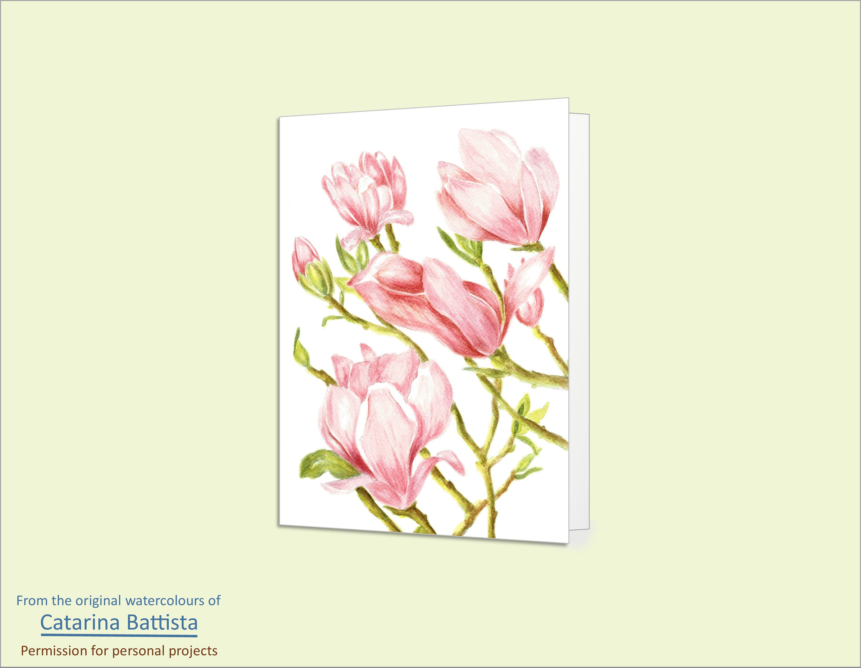 Floral Greeting Card, MAGNOLIA, Printable, Watercolor, Digital, Flower ...