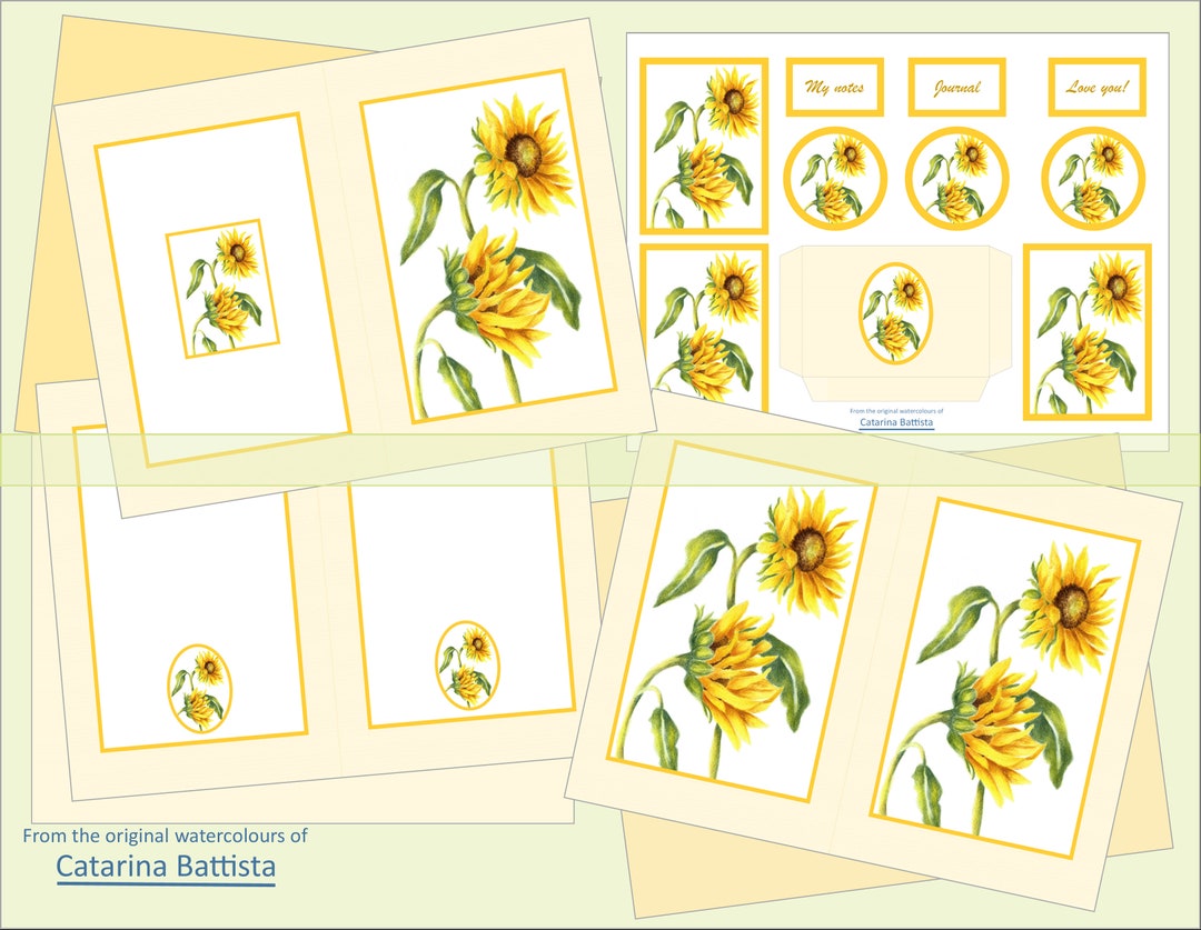 Sunflower Journal Kit: Printable Pages and Journal Ephemera for ...