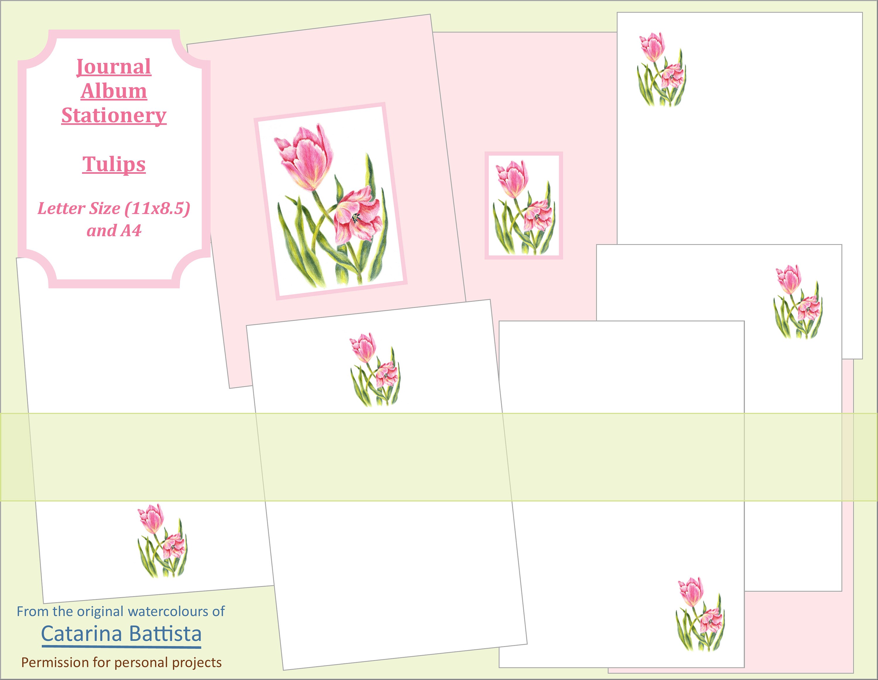 Tulips Writing Paper. Stationery Set. Journal. Album. Floral Digital ...