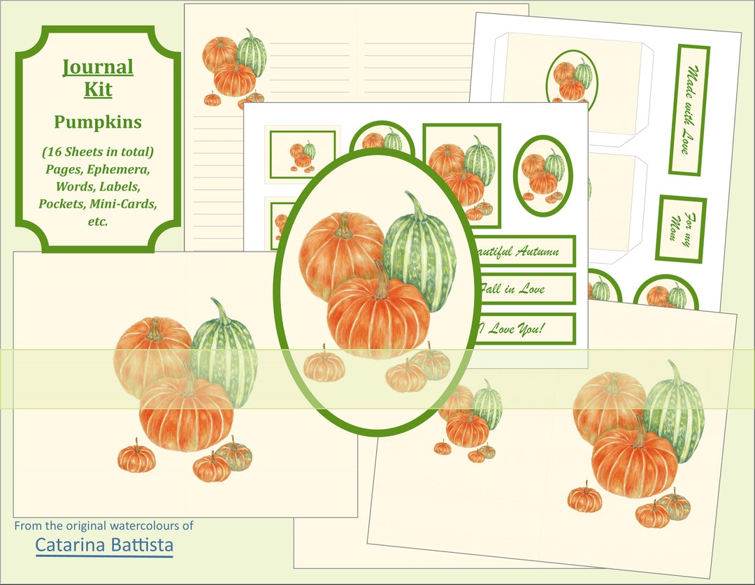 Autumn Pumpkins Journal, Autumn Journal Kit, Fall Junk Journal, Autumn ...
